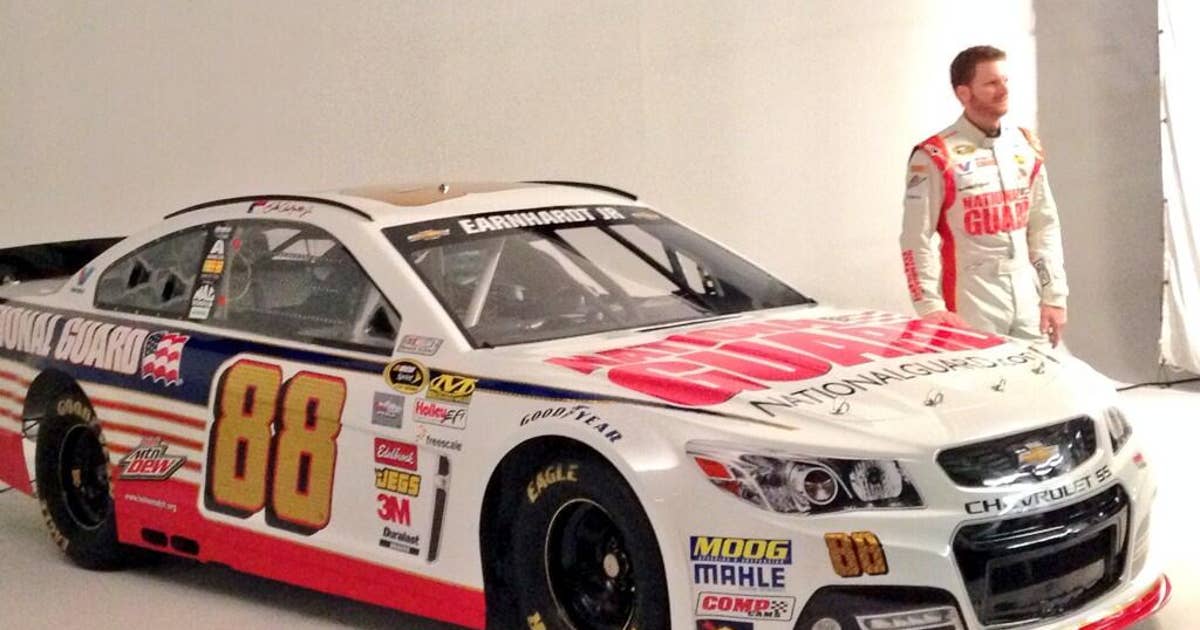 Dale Earnhardt Jr. unveils new National Guard paint scheme and helmet ... Dale Earnhardt Jr. unveils new National Guard paint scheme and helmet ...